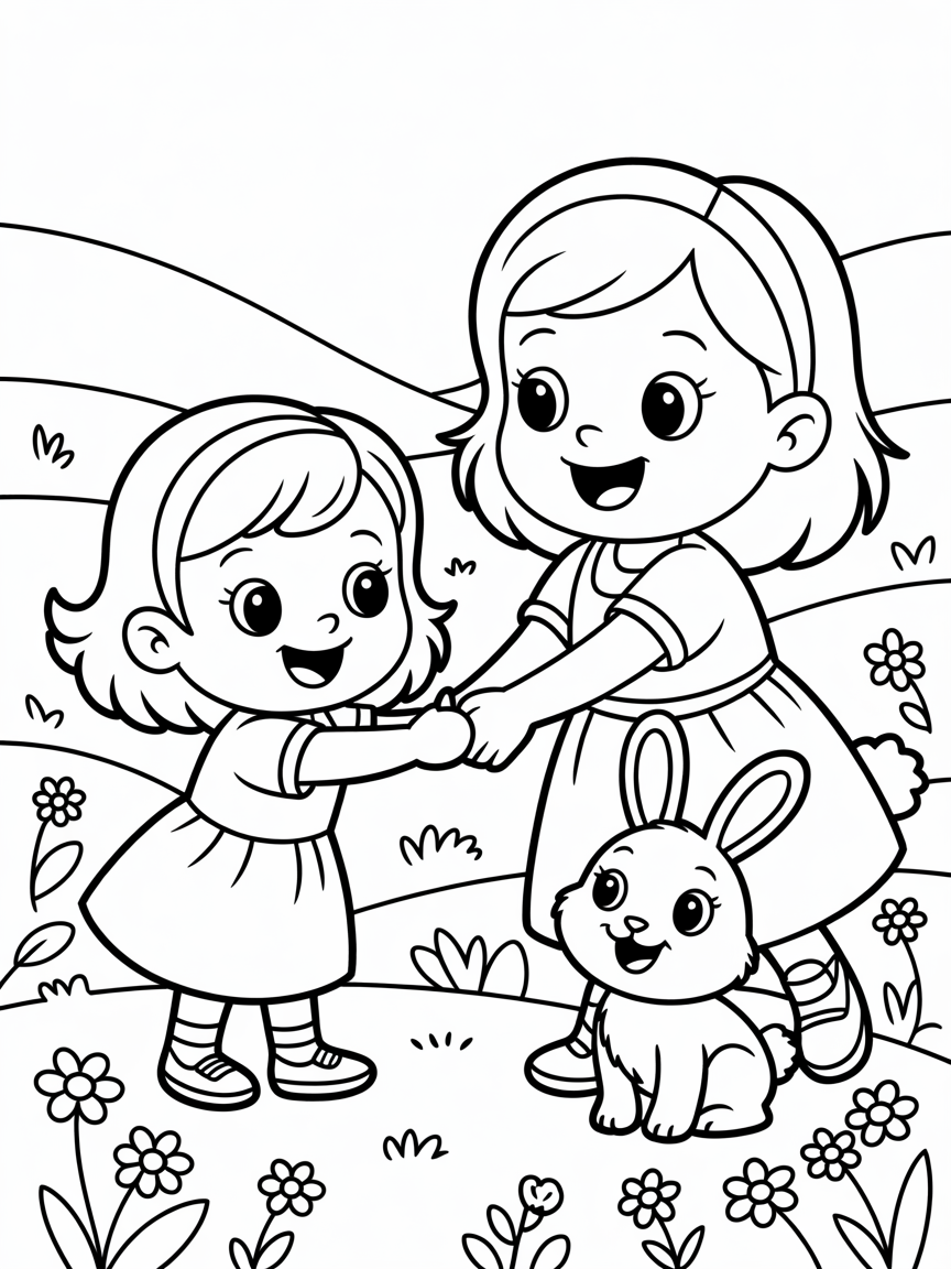 Sisters - Free Coloring Page