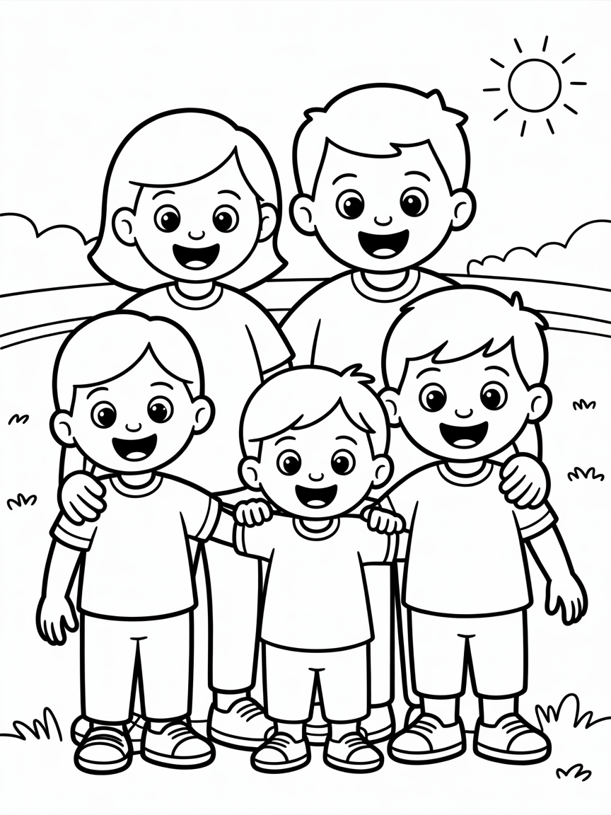Happy people - Free Coloring Page