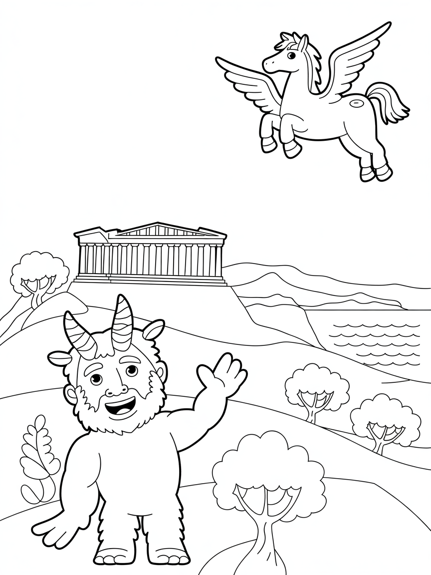 Ancient Greece - Free Coloring Page