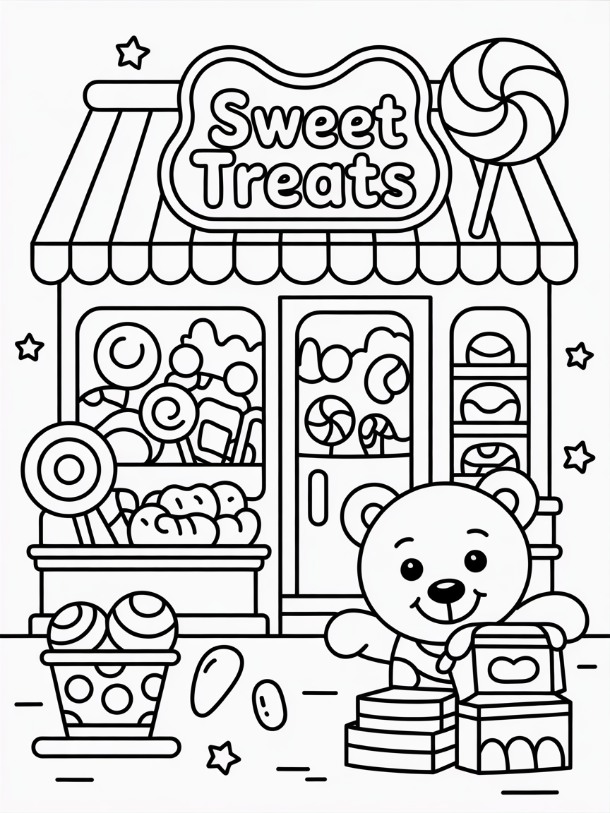 Candy shop - Free Coloring Page