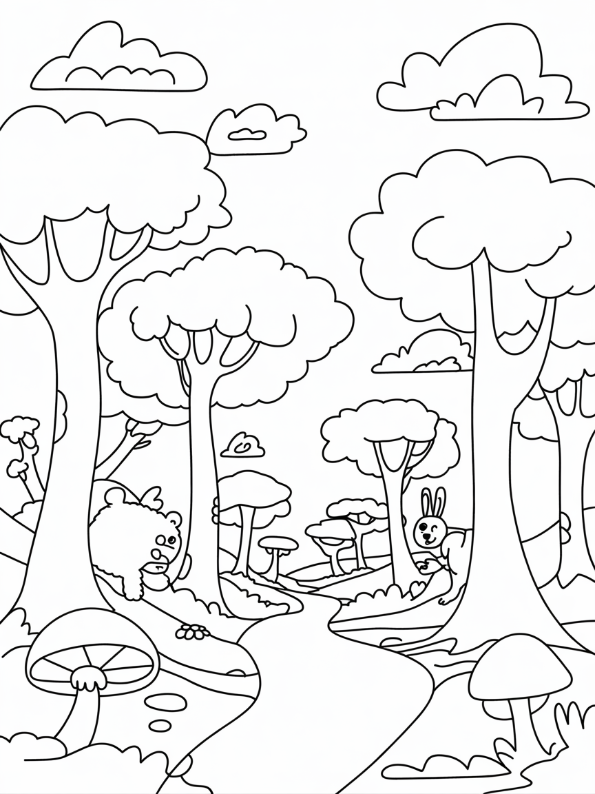 Woods - Free Coloring Page