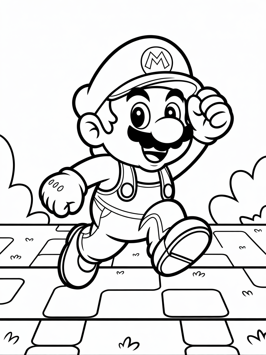 Super Mario - Free Coloring Page