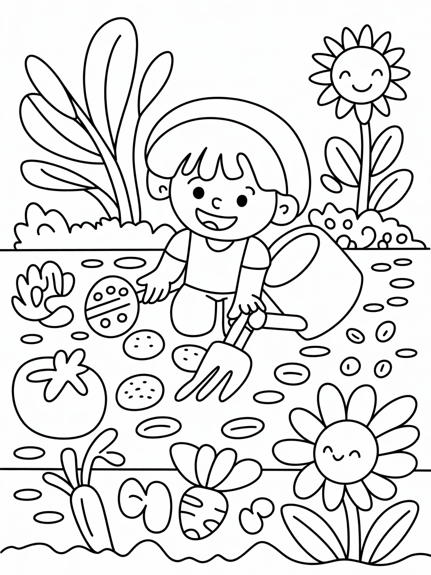 Grow a garden - Free Coloring Page