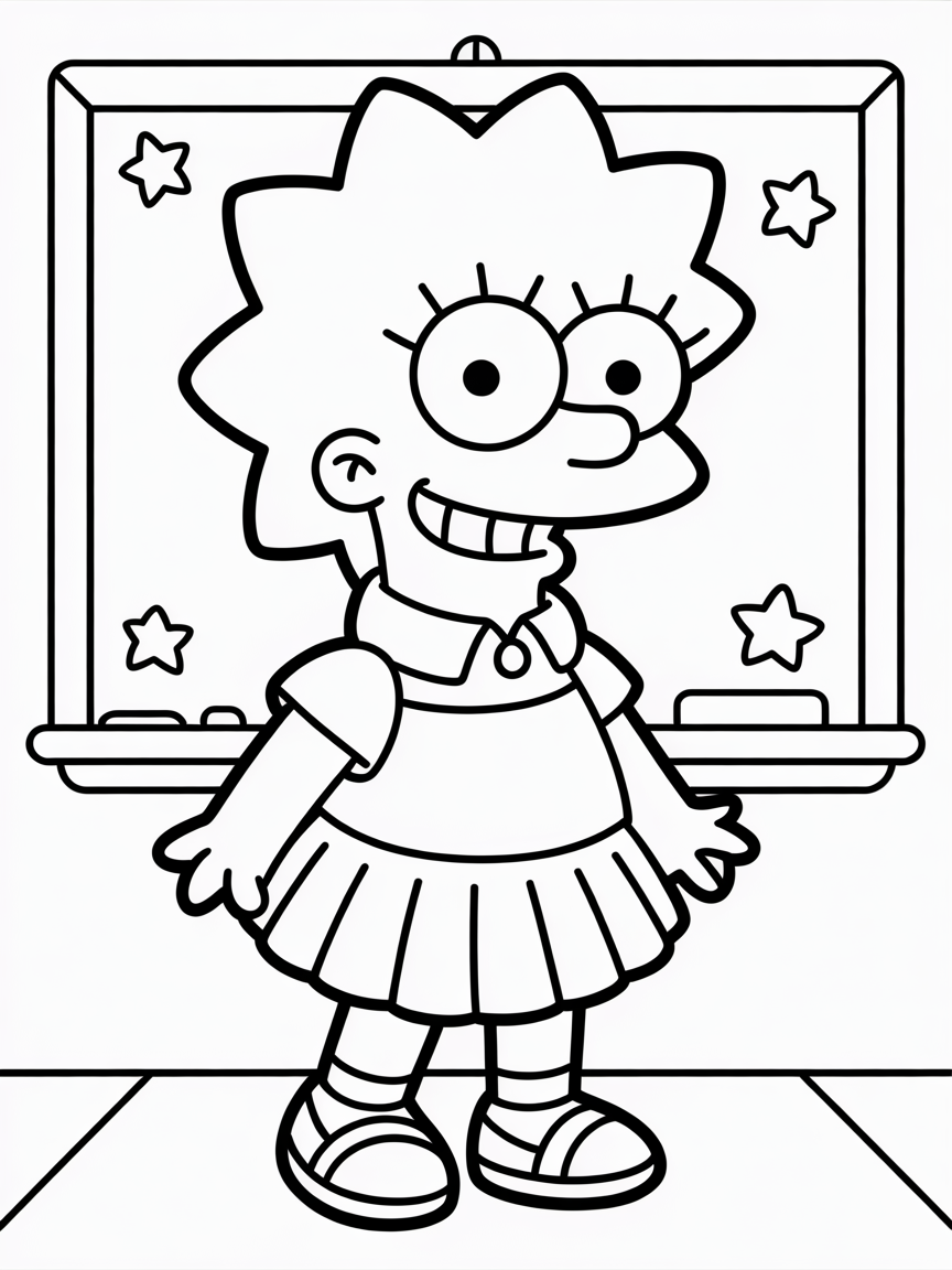 Lisa Simpson - Free Coloring Page