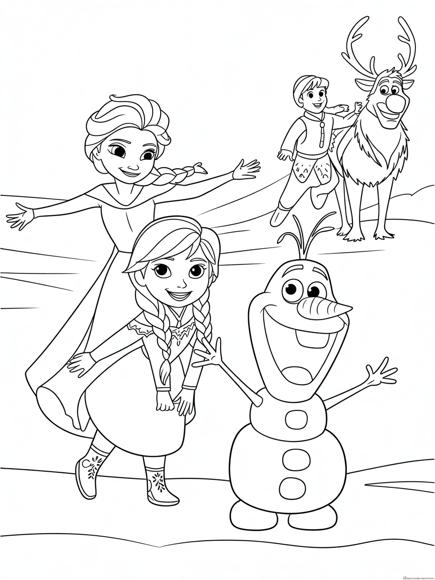 Frozen cast - Free Coloring Page