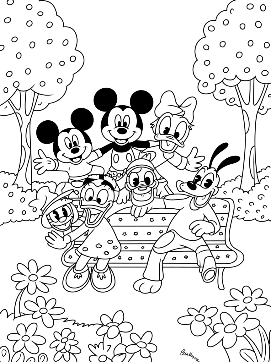 Disney characters - Free Coloring Page