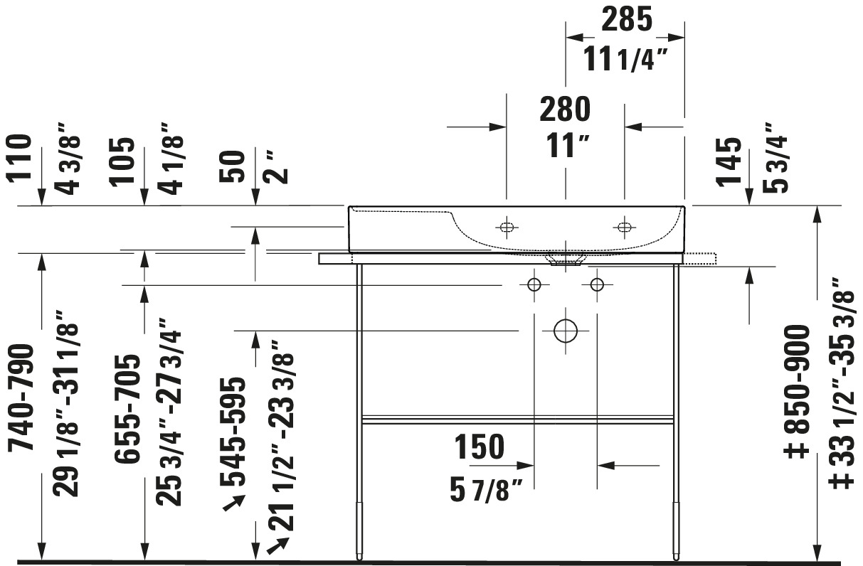 Pacific Plumbing Supply Company | Duravit DuraSquare 34" x 17 3/4 ...
