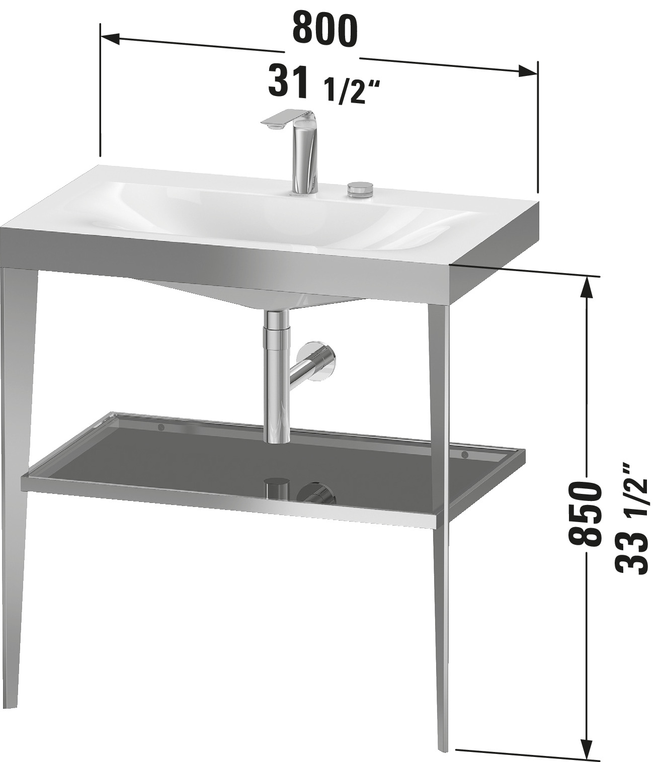 Pacific Plumbing Supply Company | Duravit XViu 31 1/2" Console Sink in ...