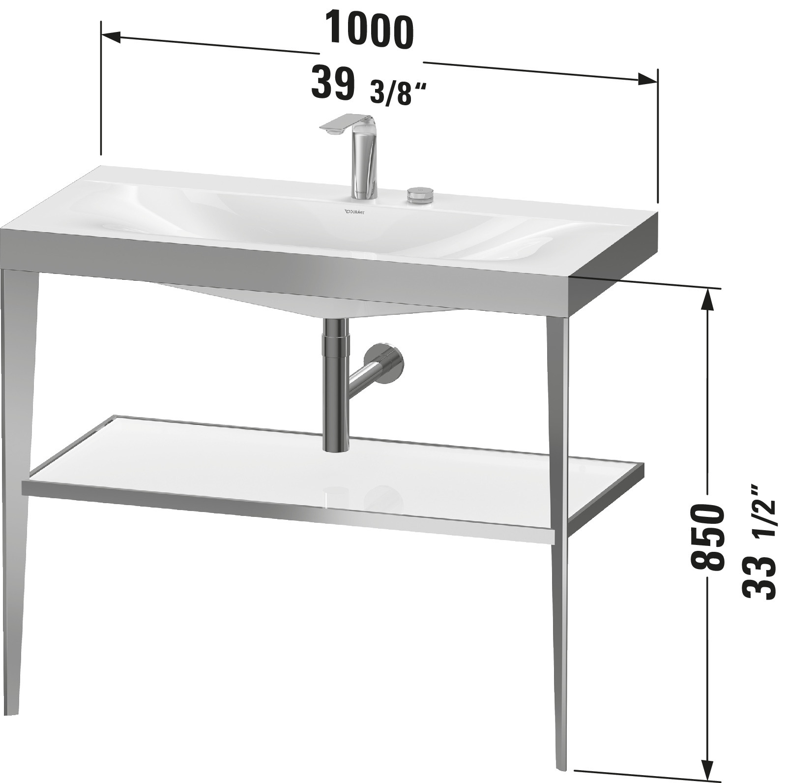 Pacific Plumbing Supply Company | Duravit XViu 39 3/8" Console Sink in ...