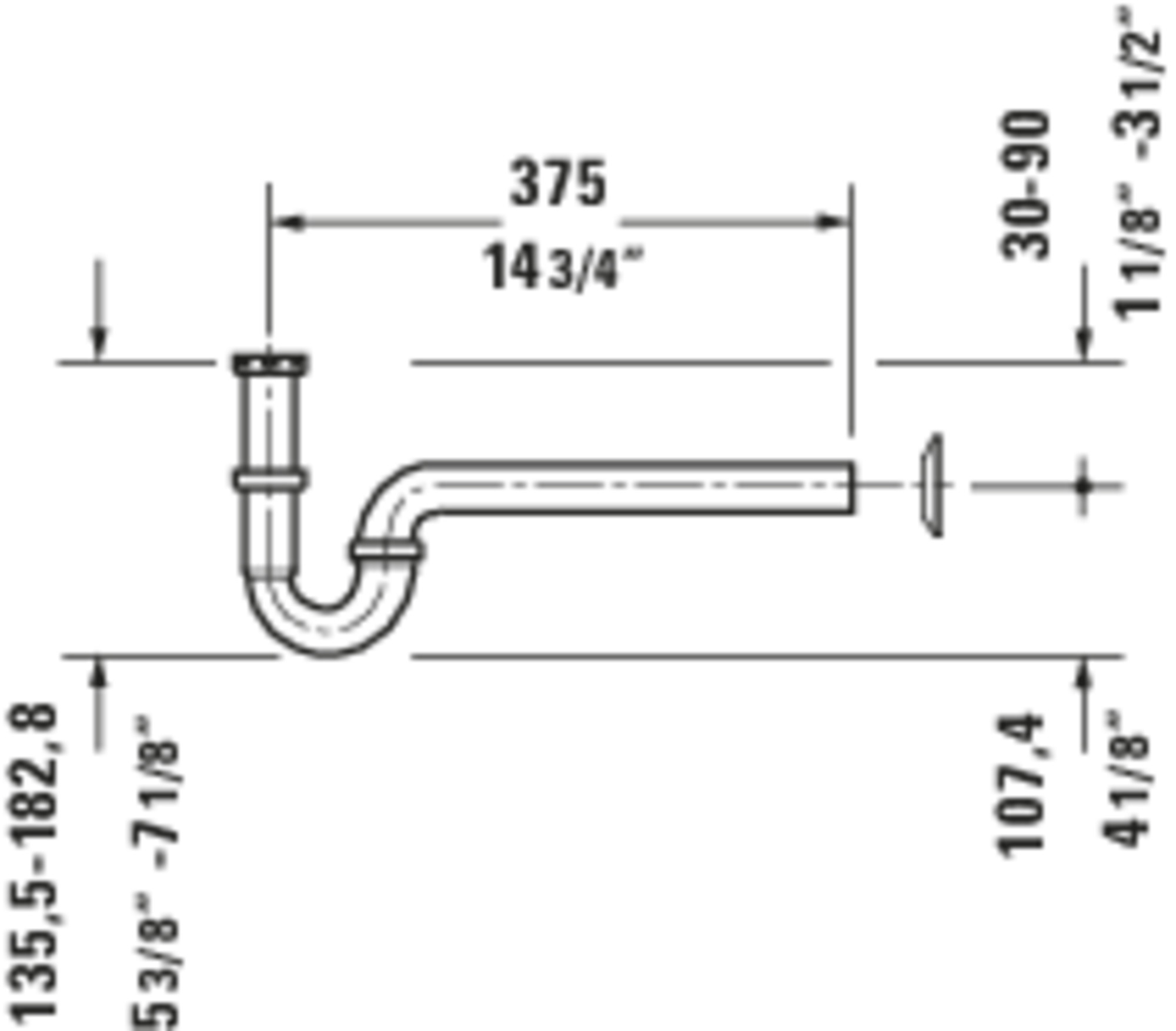 Pacific Plumbing Supply Company | Duravit P-Trap in Chrome