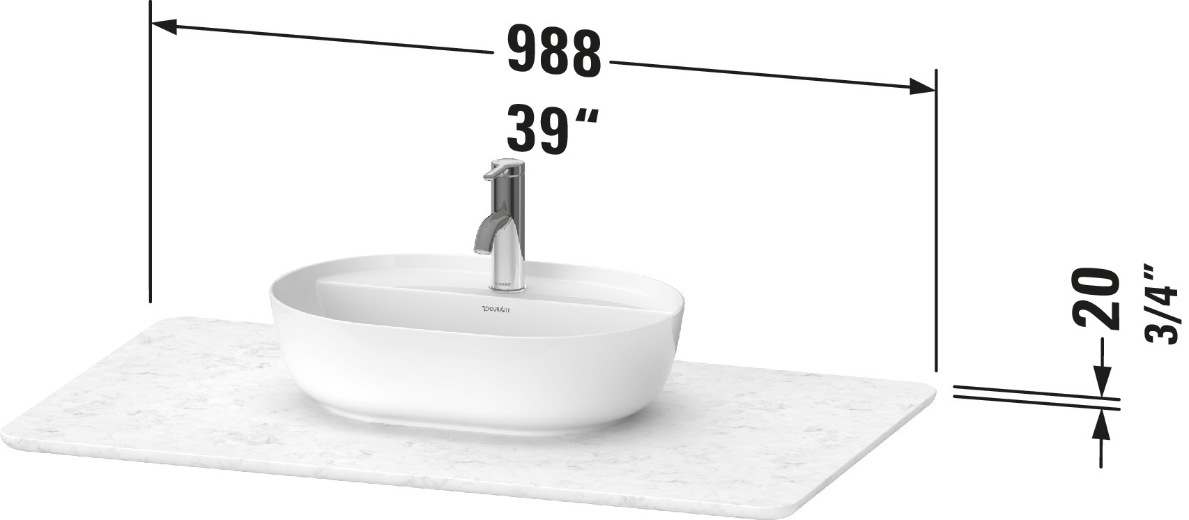 Pacific Plumbing Supply Company | Duravit Luv 38 7/8" Quartz Vanity Top ...