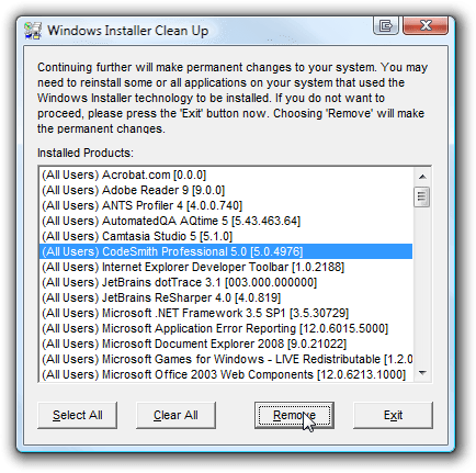 How-to: Manual uninstall CodeSmith Generator