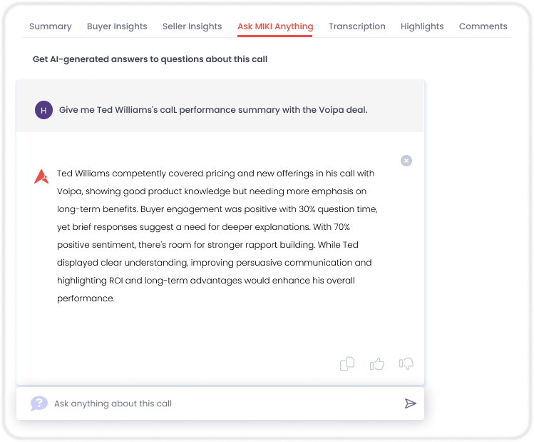 Ask MIKI Anything: NLP-Based Call Insights