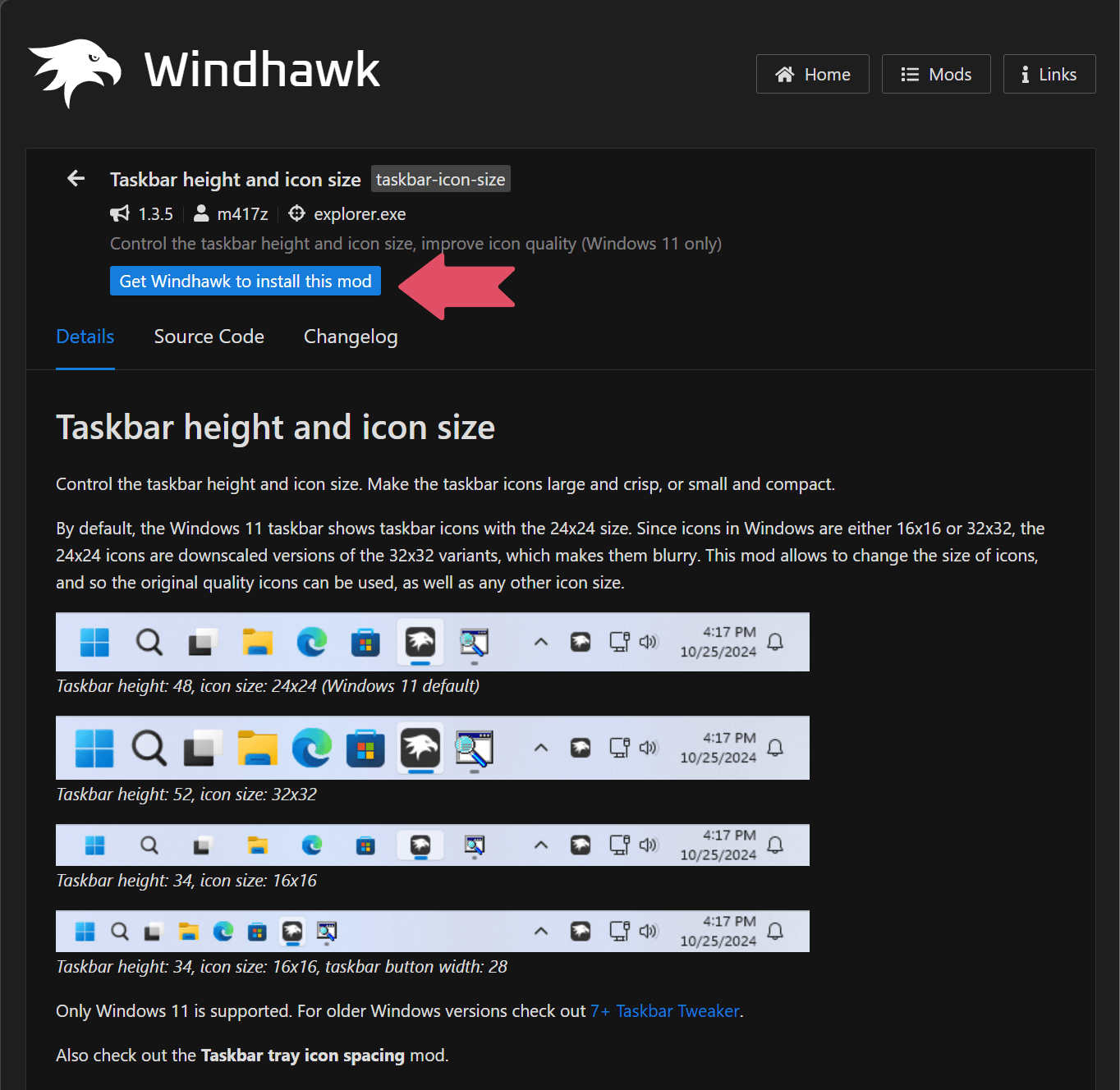 Windows11 작업표시줄 크기 조절