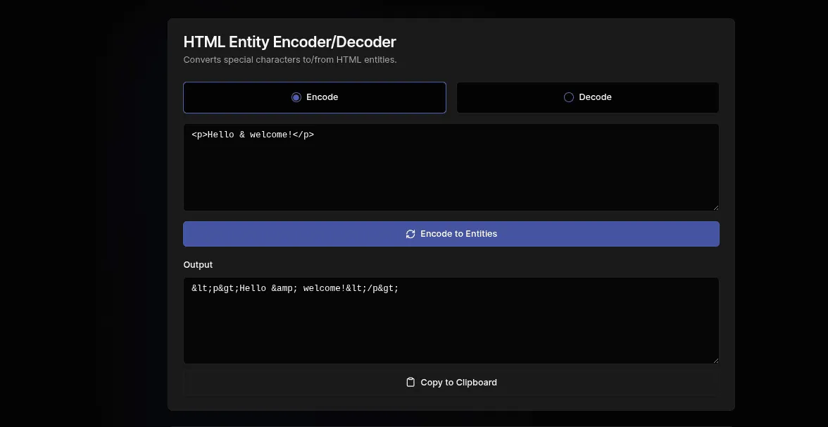 HTML Entity Encoder & Decoder | Fast & Easy Online | ToolSura