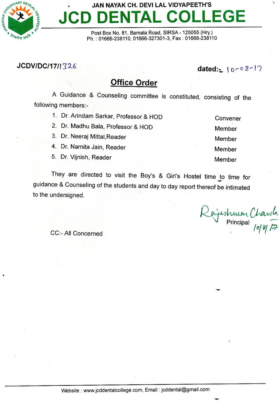 Guidance and Counselling Committee - JCD Dental College