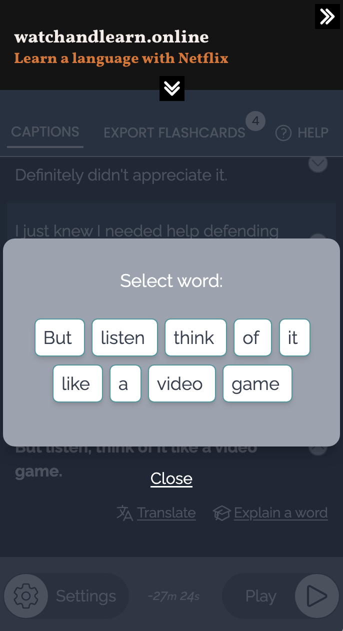 Learn a language while watching TV