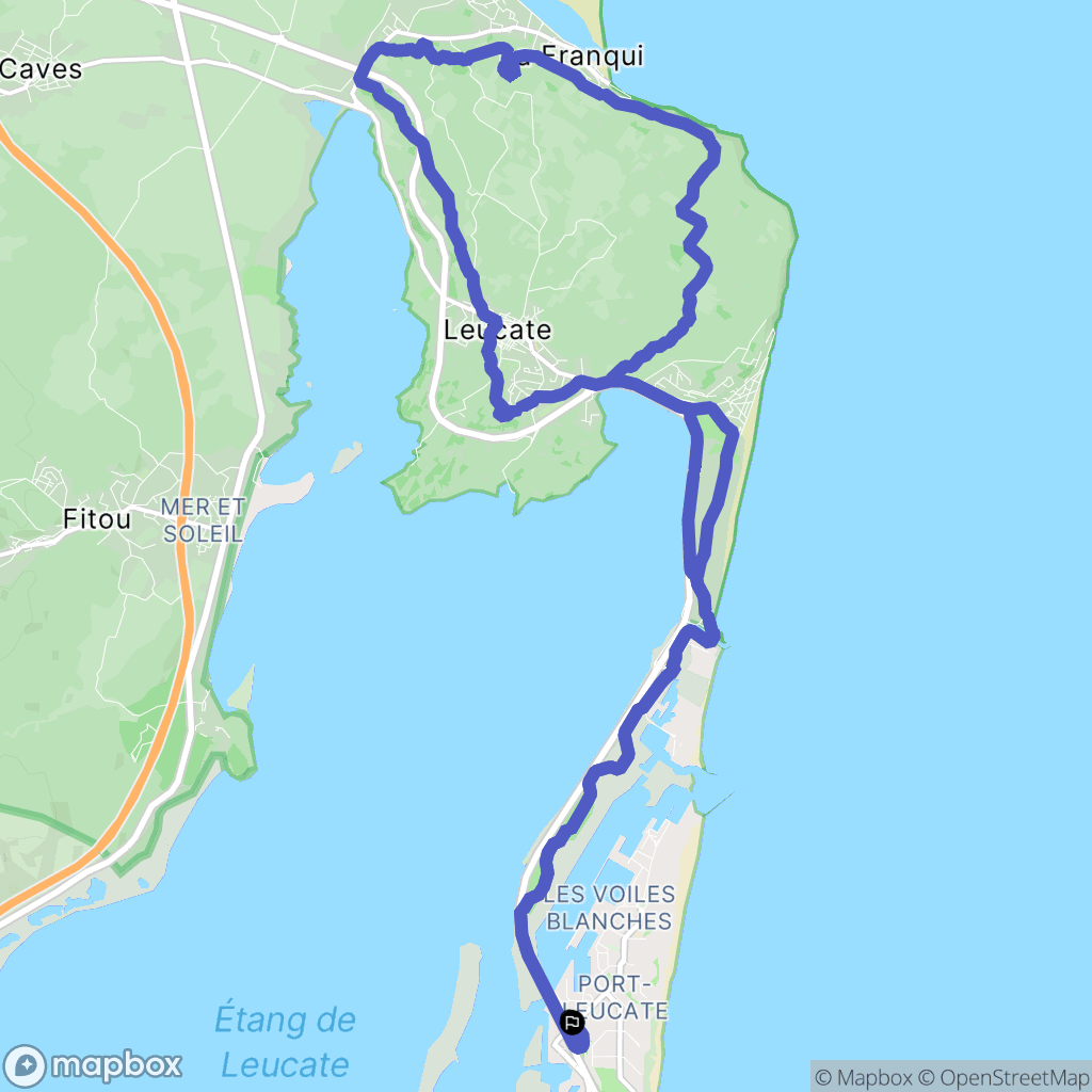 Boucle de Port Leucate, par la Franqui et le château de Leucate