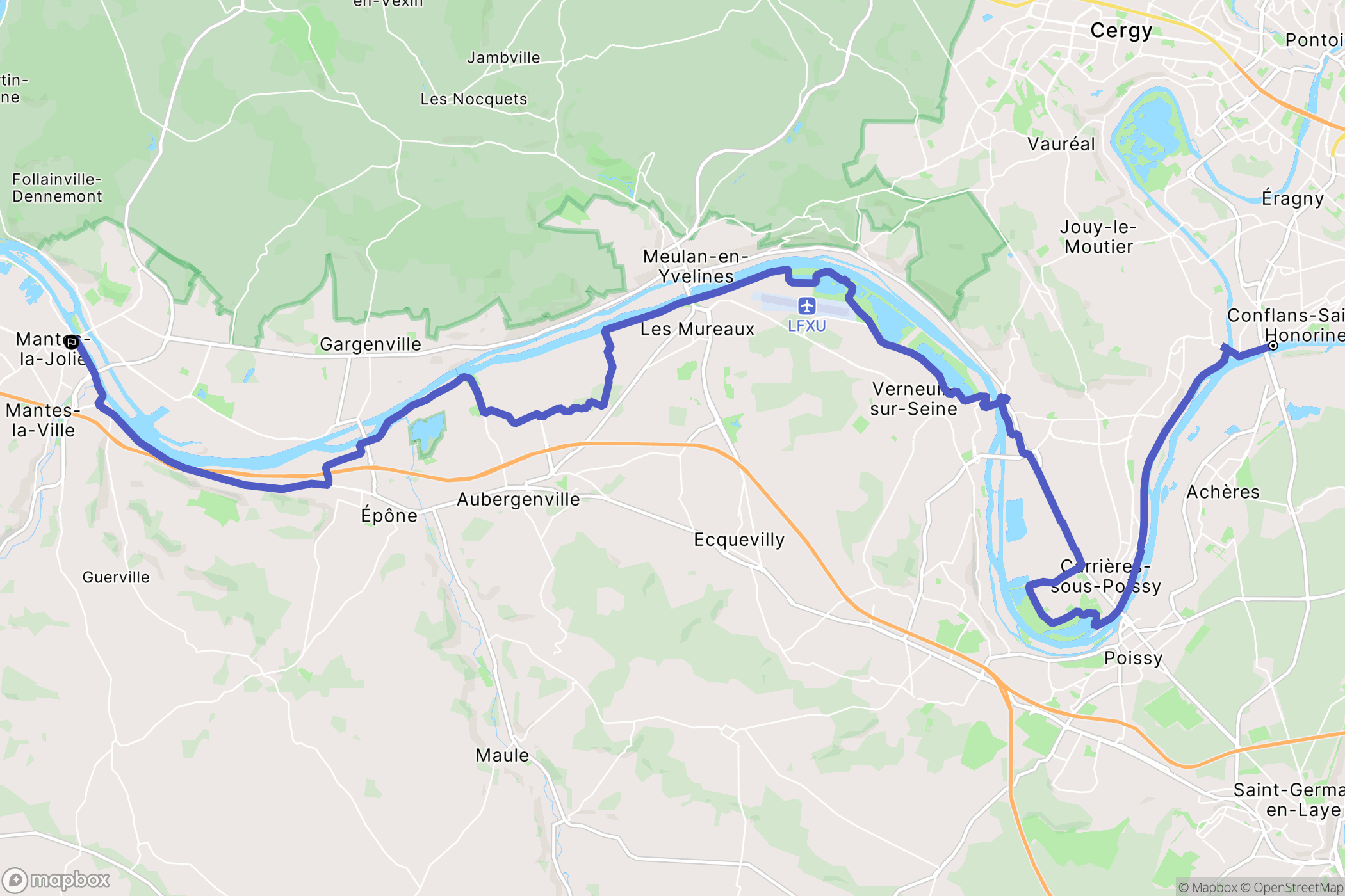 Vallée de la Seine à vélo, Conflans-Sainte-Honorine à Mantes-la-Jolie ...