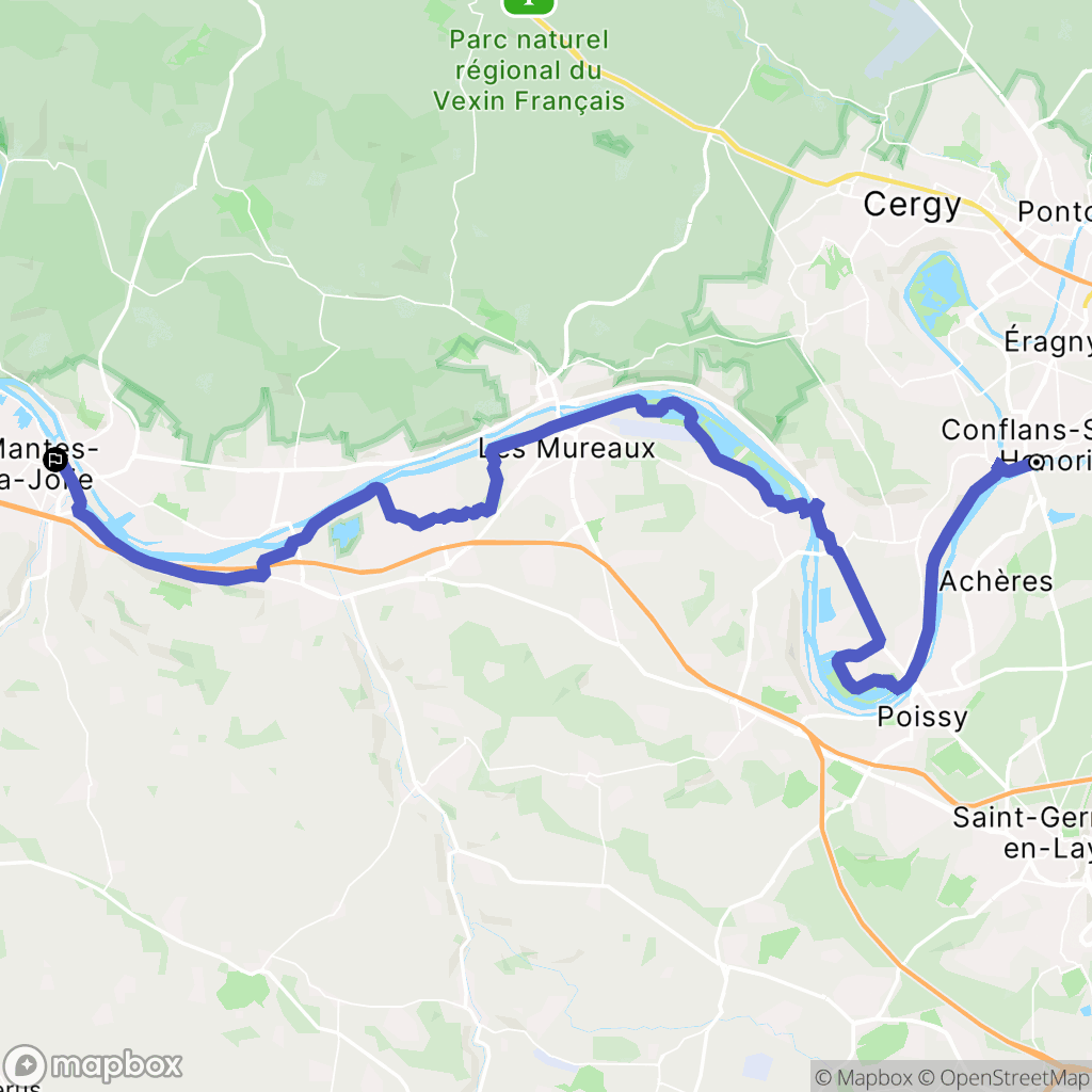 Vallée de la Seine à vélo, Conflans-Sainte-Honorine à Mantes-la-Jolie ...