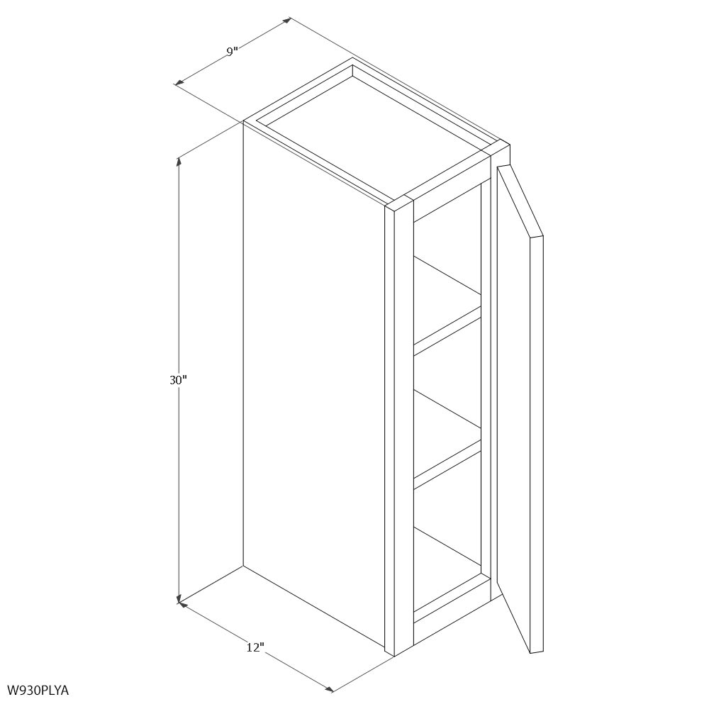 Smart Squire Slate Gray Shaker 9" x 30" Wall Cabinet | Home Outlet