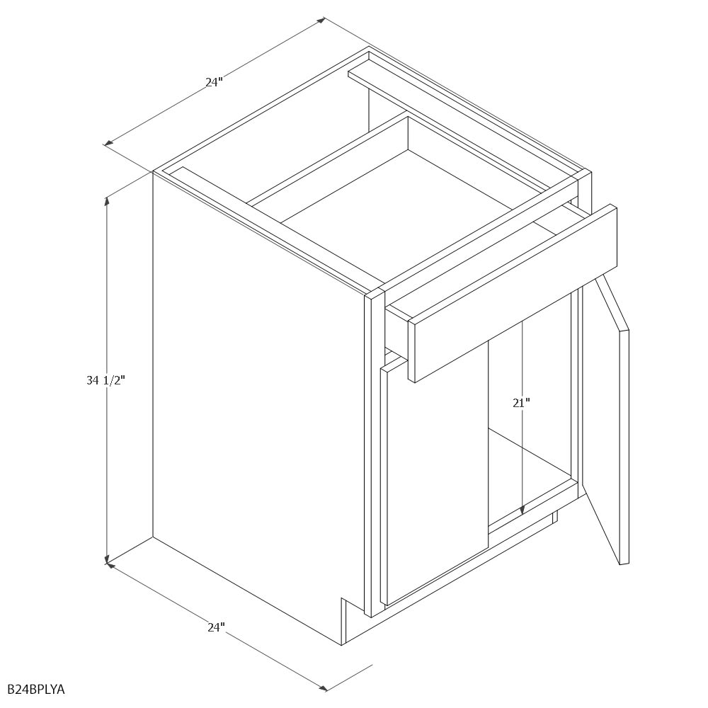 Unfinished Poplar Shaker 24" Base Cabinet | Home Outlet