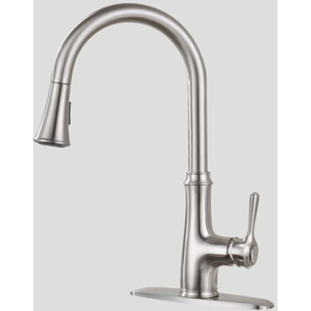 Single Handle Pull-Down Kitchen Faucet, Brushed Nickel | Home Outlet