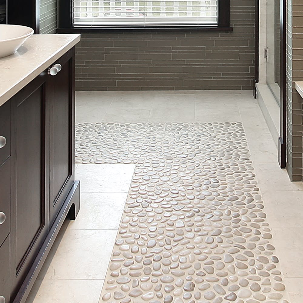 Zen Fiji Cream Flat Pebble 12" x 12" Mosaic | Home Outlet