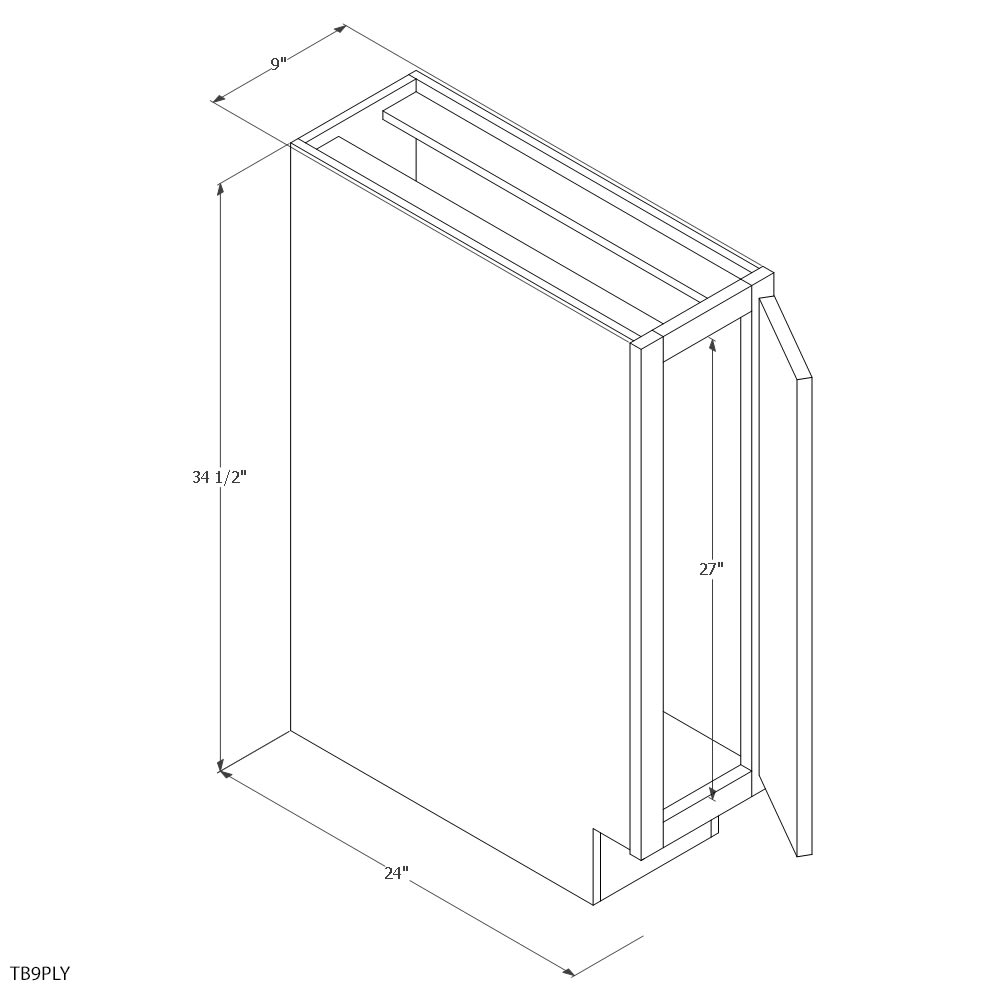 Smart Squire Slate Gray Shaker 9" Full Height Base Cabinet | Home Outlet