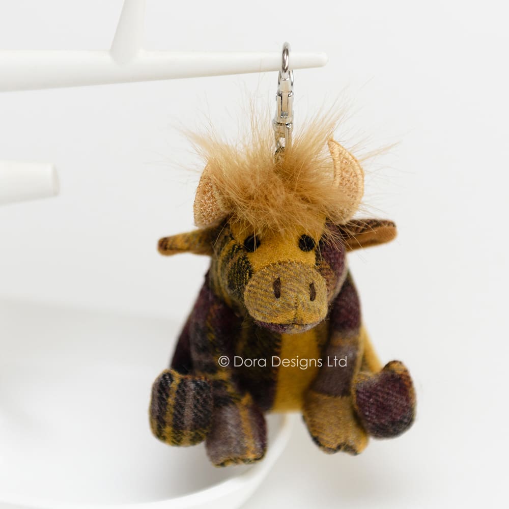Plaid Highland Cow Key Ring - Scottish | Dora Designs Ltd