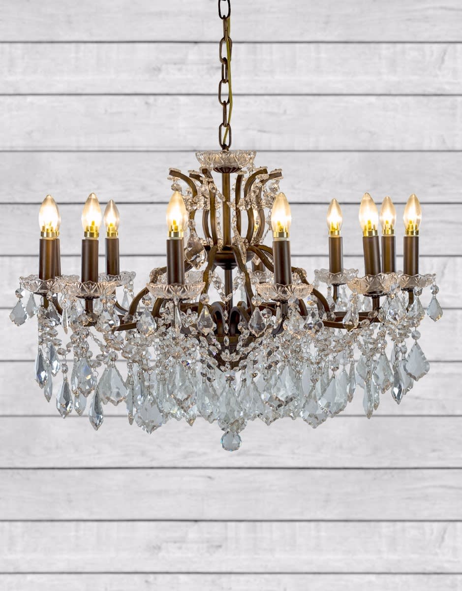 Large 12 Branch Bronze Shallow Chandelier