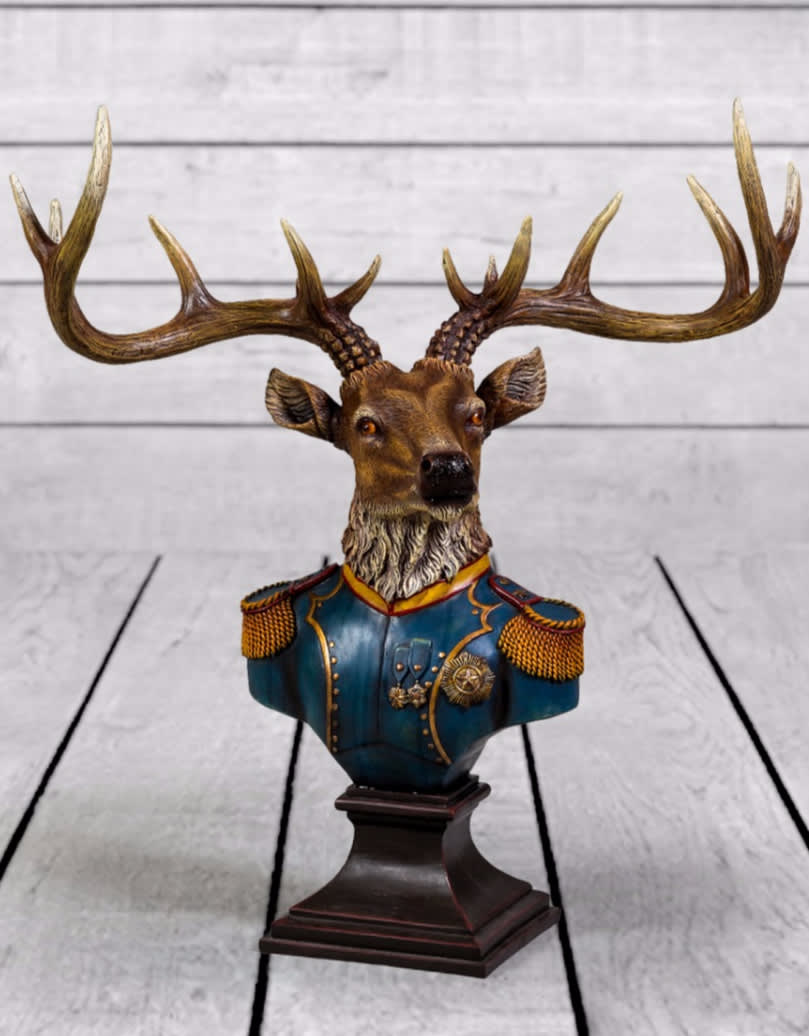 Large Gentry Stag Bust on Square Base