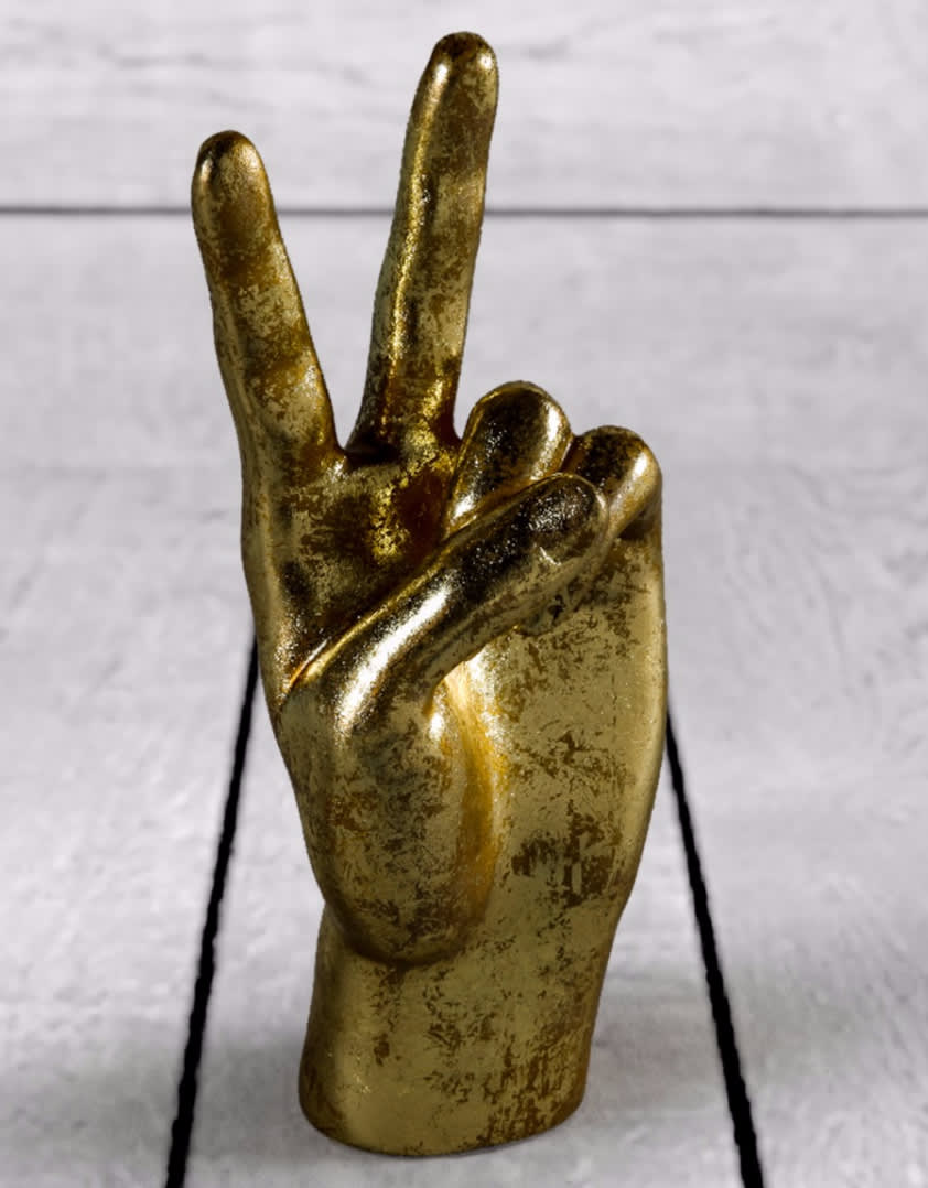 Gold "Peace" Hand Figure