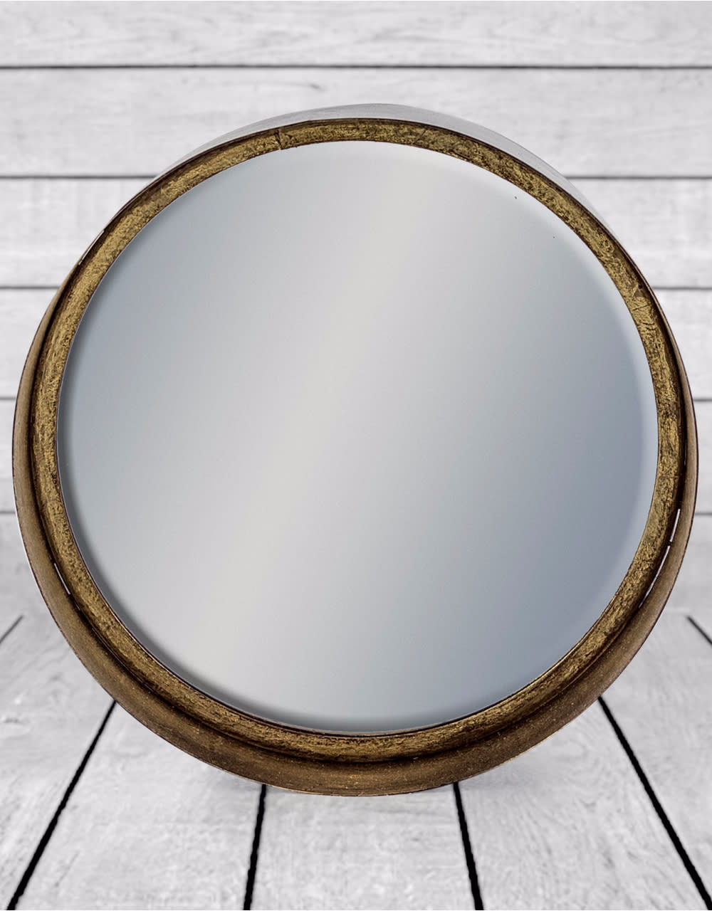 Black and Bronze Deep Framed Cylinder Mirror 26cm