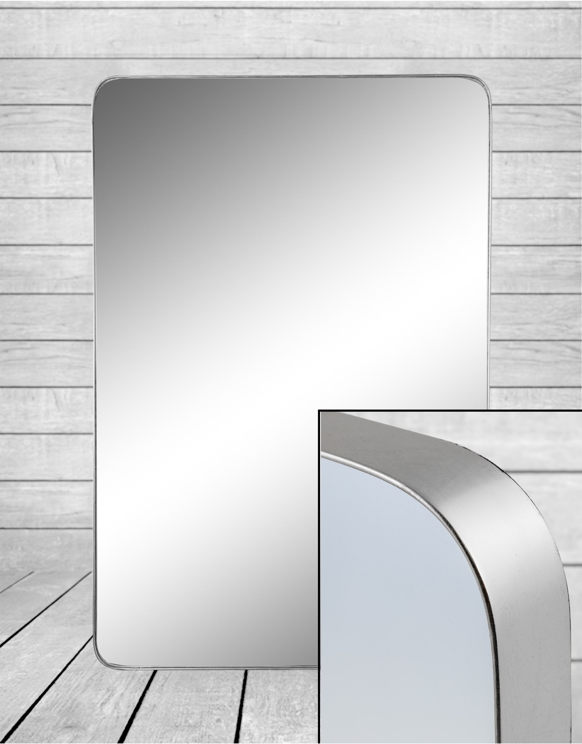 Large Rectangular Silver Framed Arden Wall Mirror