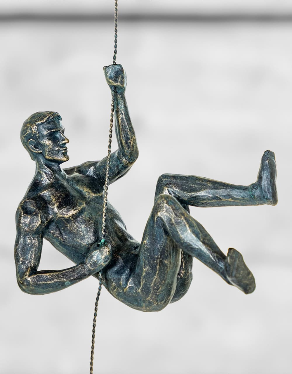 Set of 3 Antique Bronze Abseiling Men Wall Figures