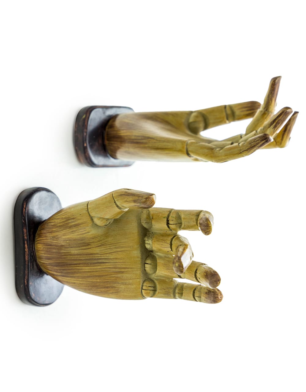 Set of 4 "Helping Hand" Rustic Wood Effect Wall Hands