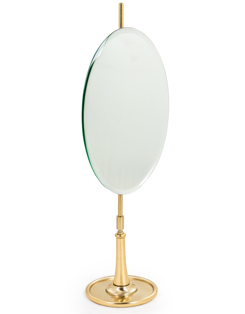 Oval Table Mirror on Brass Stand