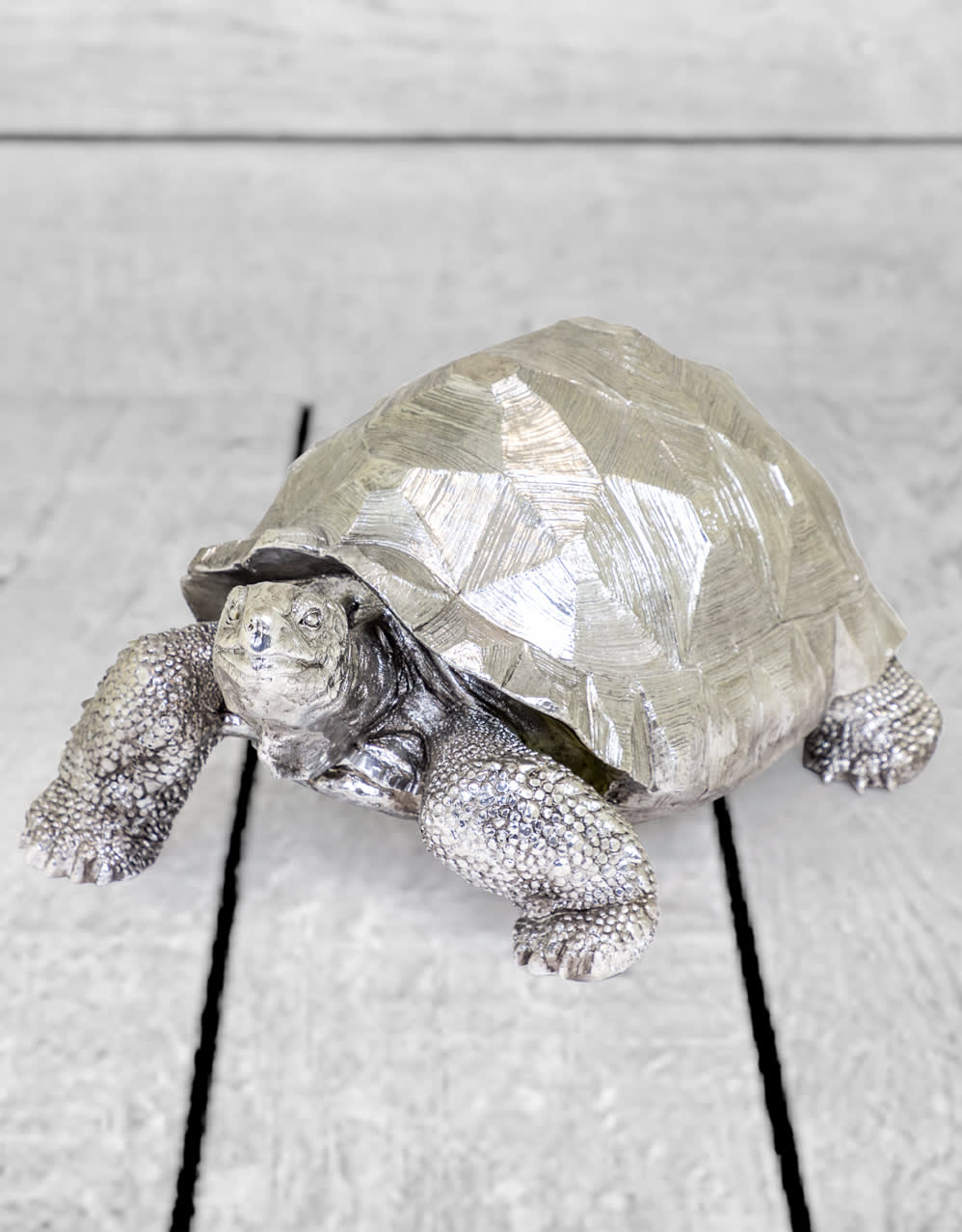 Extra Large Silver Tortoise Figure