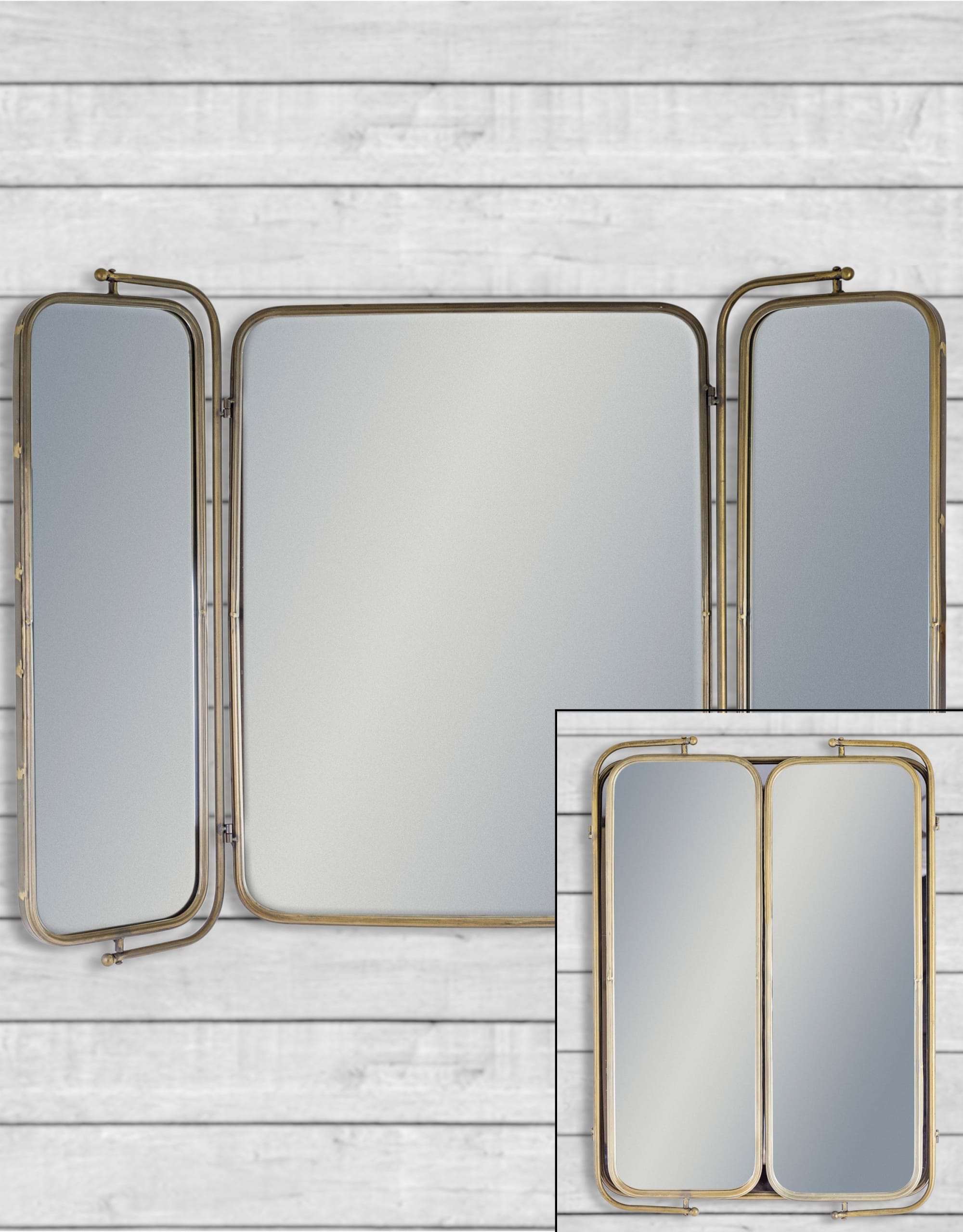 Industrial Large 3 Fold Wall Mirror