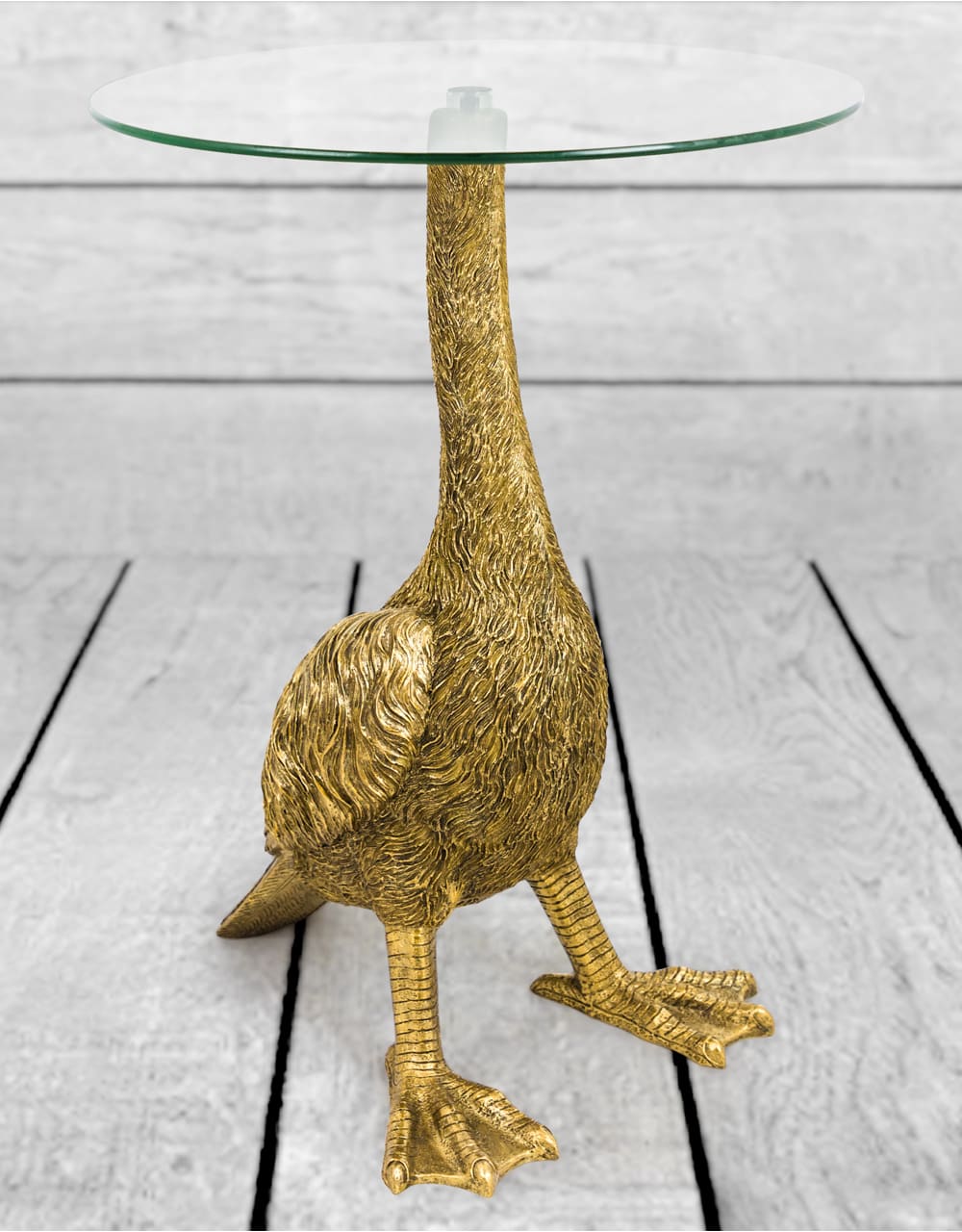 Antiqued Gold Goose Side Table