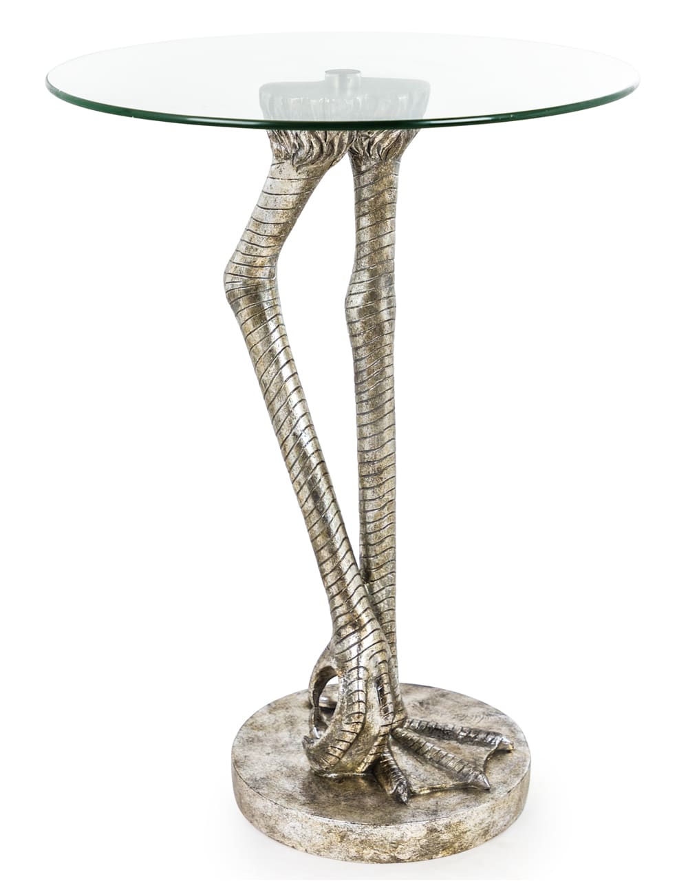 Antiqued Silver Bird Leg Side Table