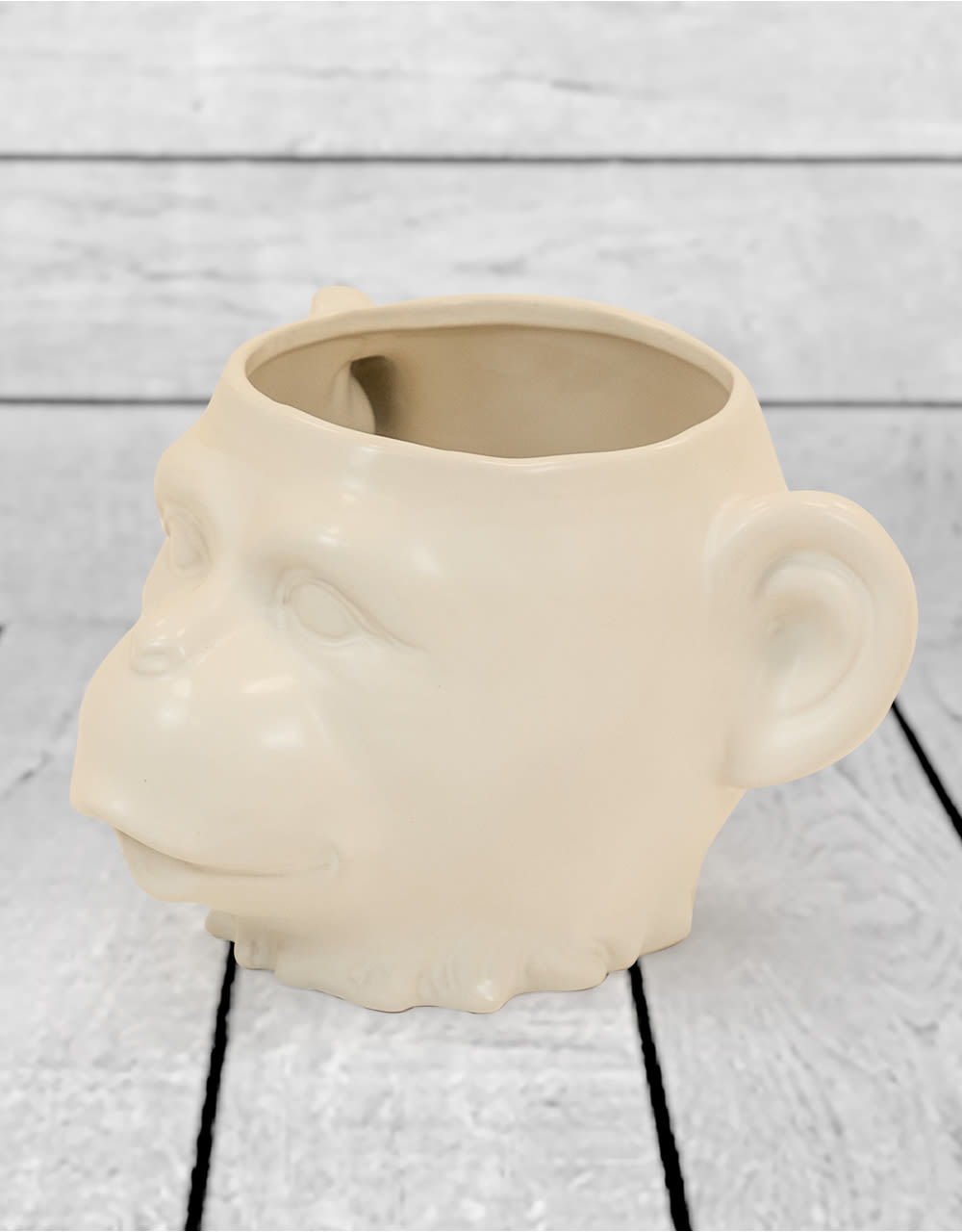 White Ceramic Monkey Face Pot/Vase