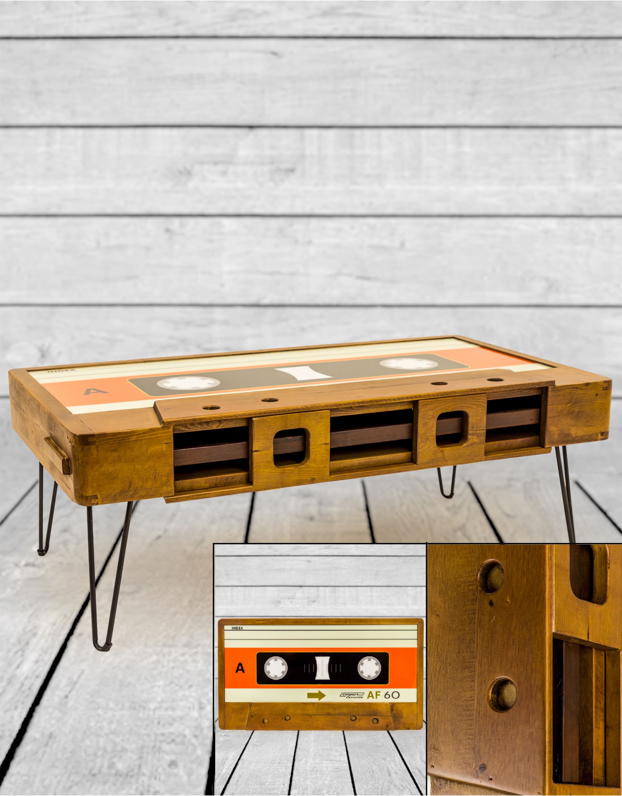 Solid Wood Retro Cassette Coffee Table