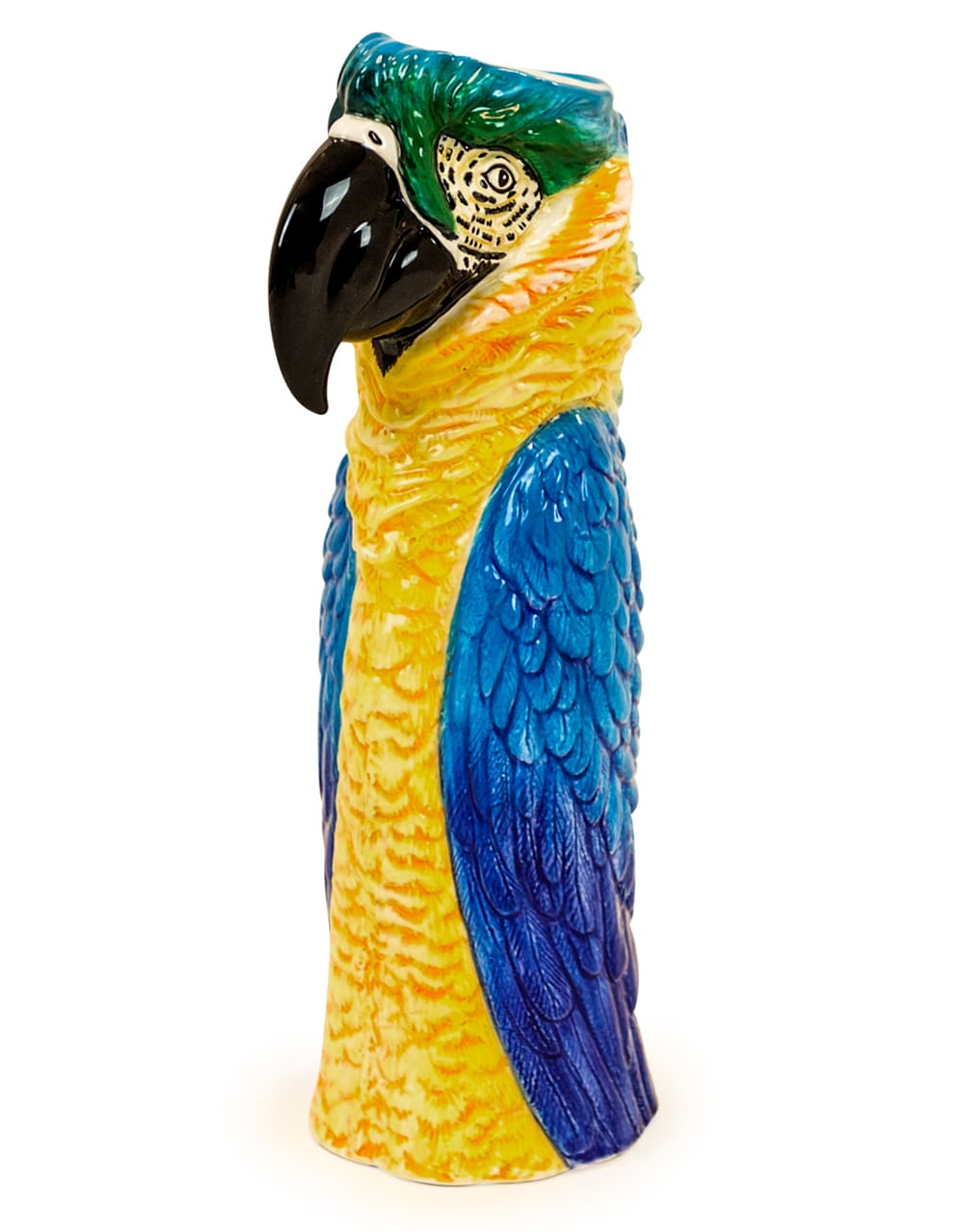 Hand Painted Ceramic Blue Macaw/Parrot Head Vase