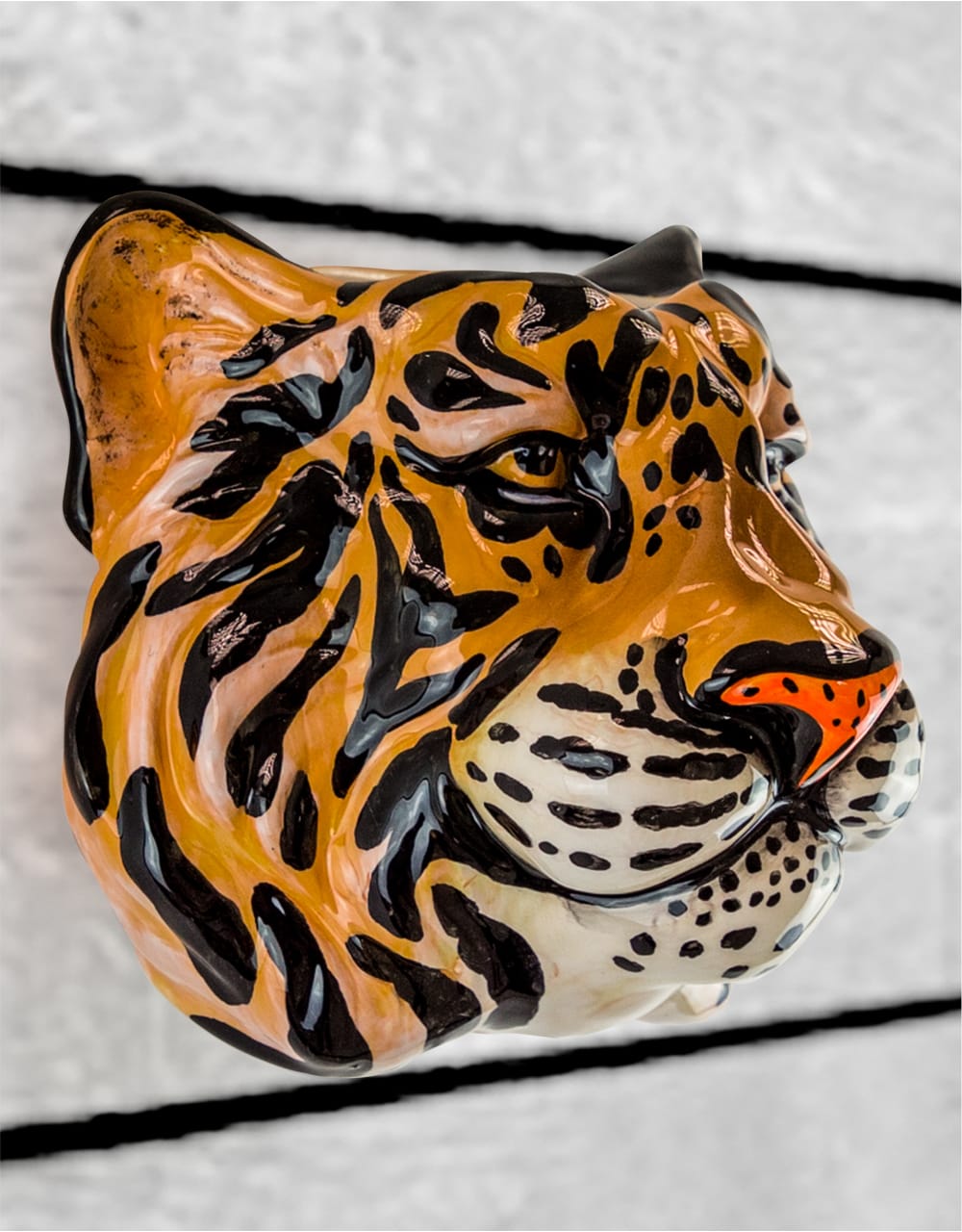 Ceramic Tiger Head Wall Sconce Vase