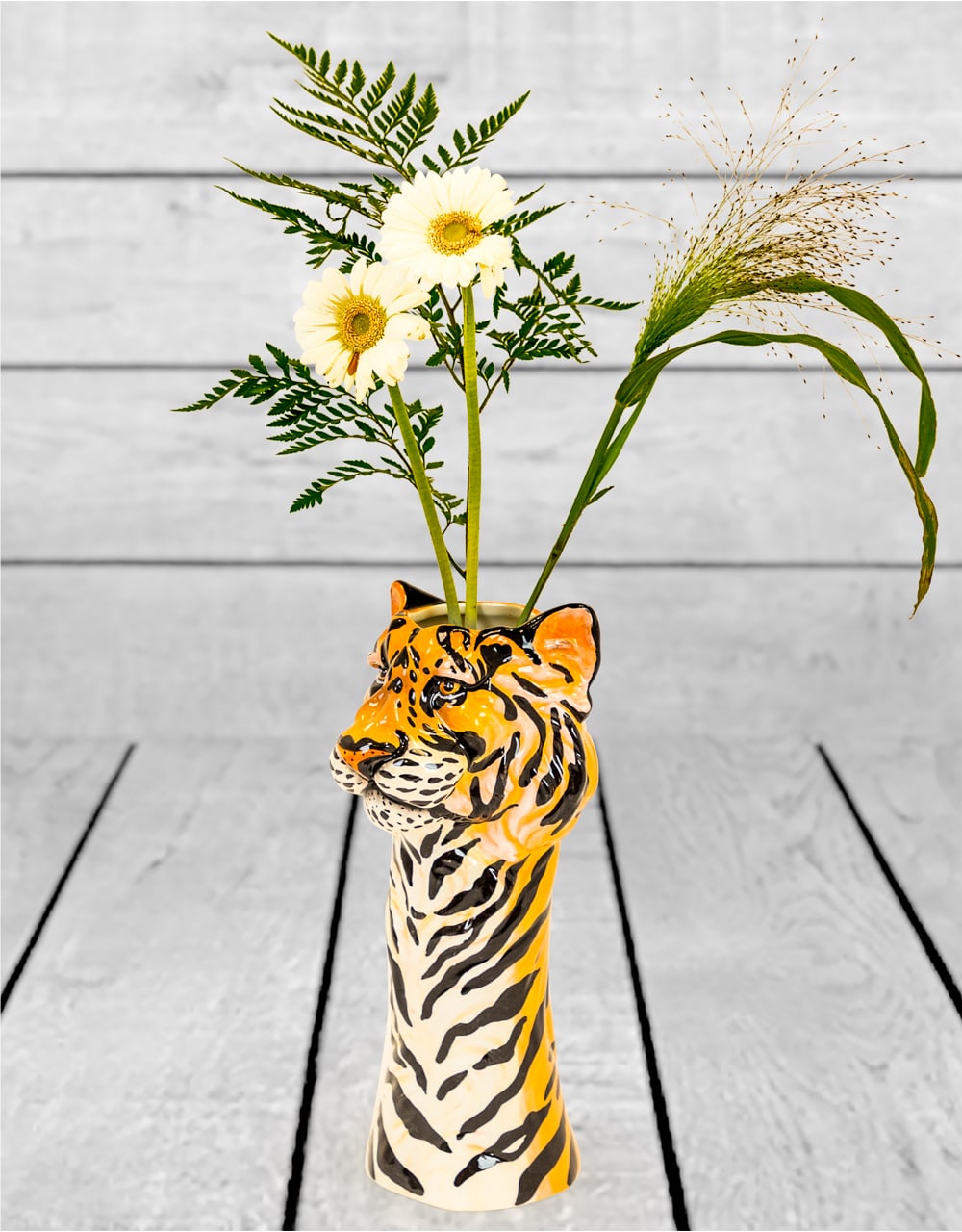 Hand Painted Ceramic Tiger Head Vase