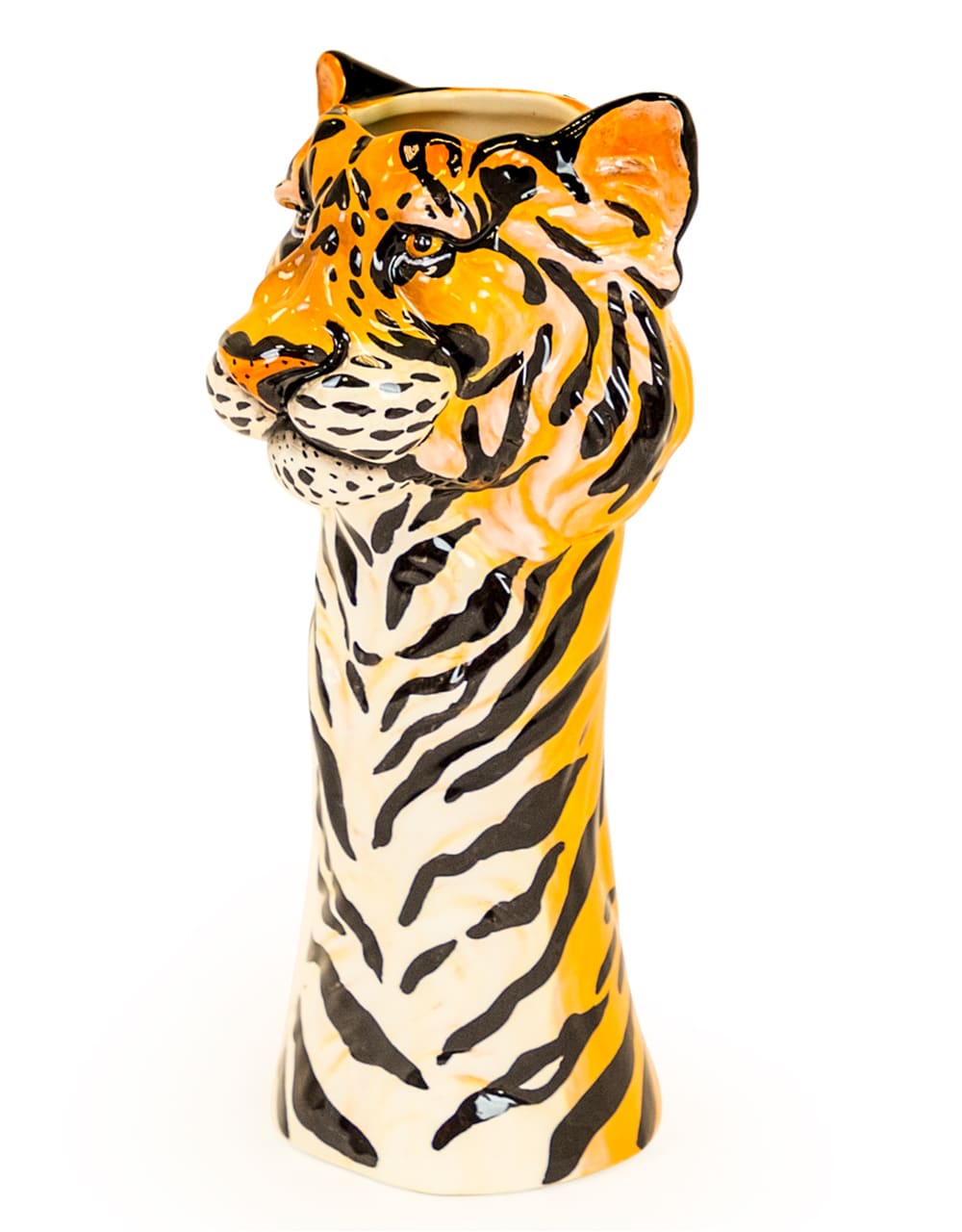 Hand Painted Ceramic Tiger Head Vase