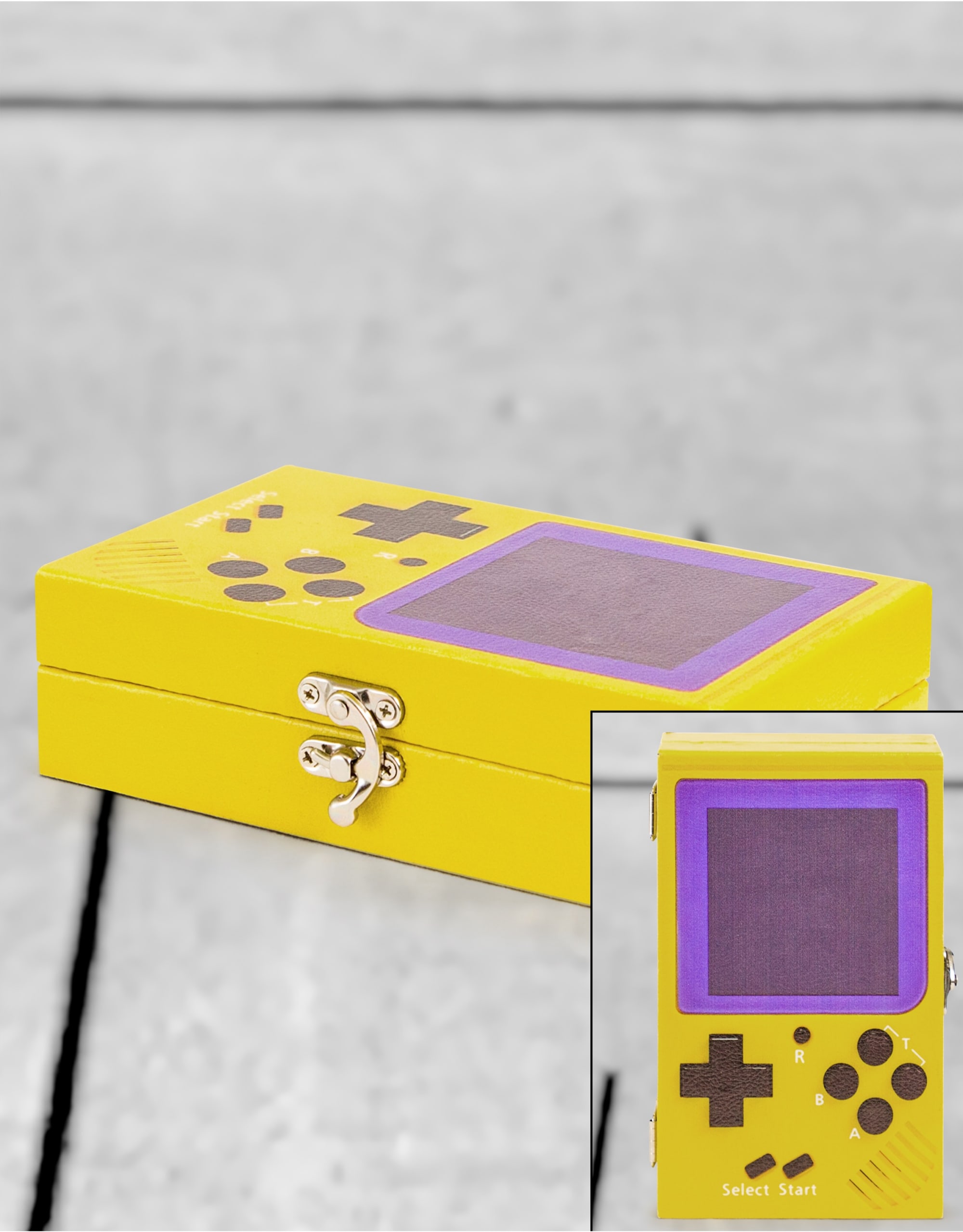 Yellow Retro Handheld Games Console Storage Box