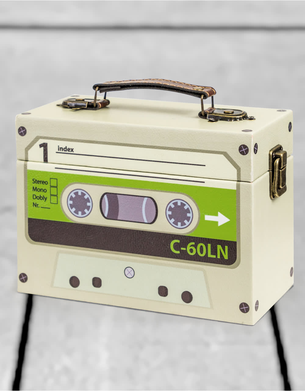 Grey Retro Cassette Storage Box